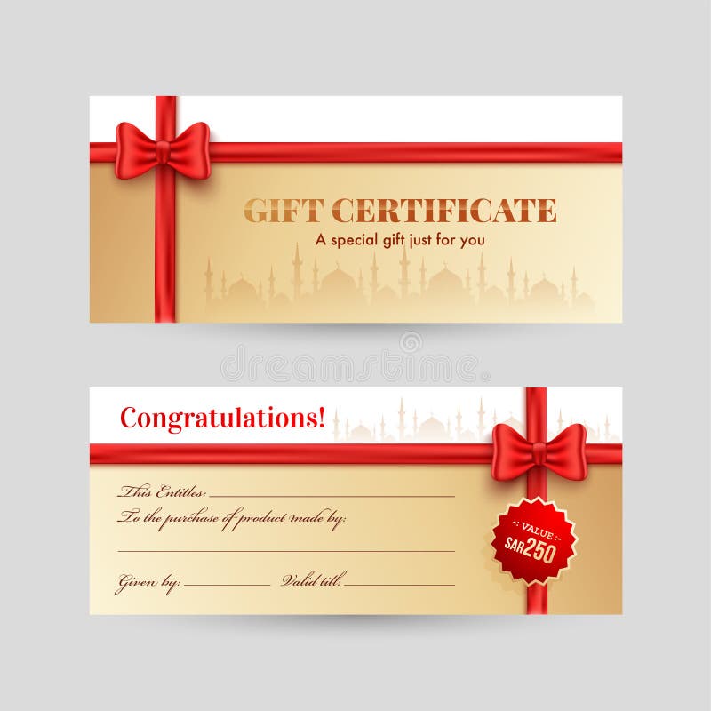 Horizontal Gift Certificate or Voucher Layout Set with Hanging Lanterns ...