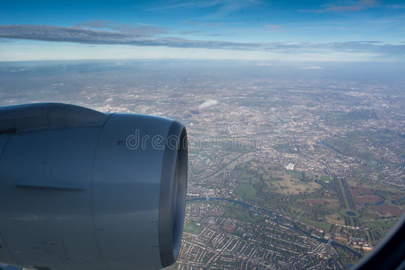 Horizontal View of the Landscape Viewed from an Airplane Stock Photo ...