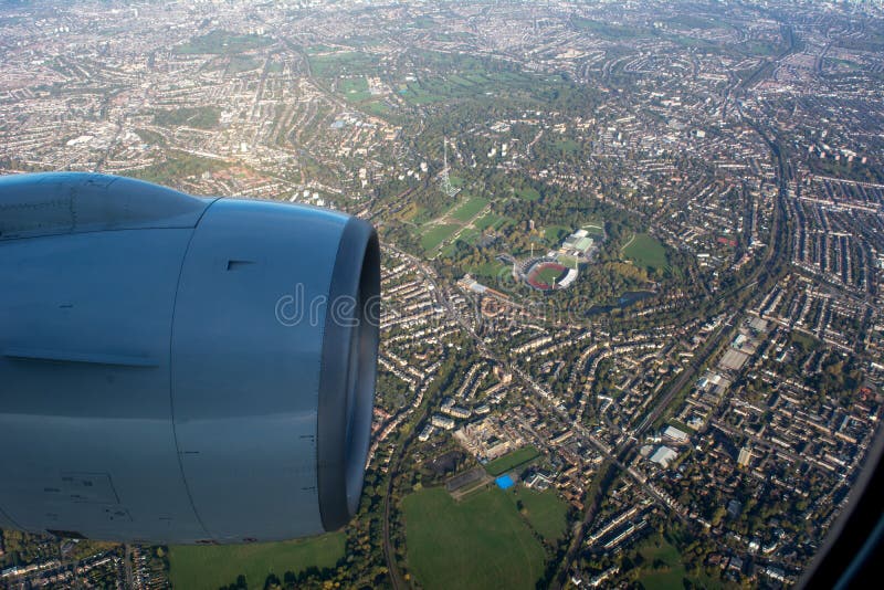 Horizontal View of the Landscape Viewed from an Airplane Stock Image ...