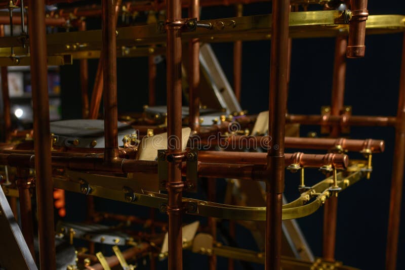 Horizontal View with Metallic Mechanism. Metallic Ball Rolling D Stock ...