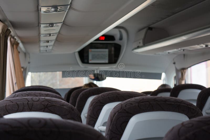 Horizontal View Od Interior of a Bus during a Trip Stock Photo - Image ...