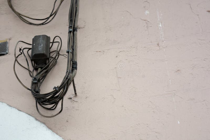 Horizontal View of an Old Electric Junction Box on a Wall. Stock Photo ...