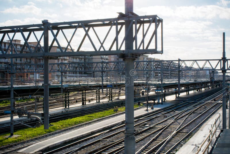 Horizontal View of a Railway in a Sunny Day. Bari, South of Ital Stock ...
