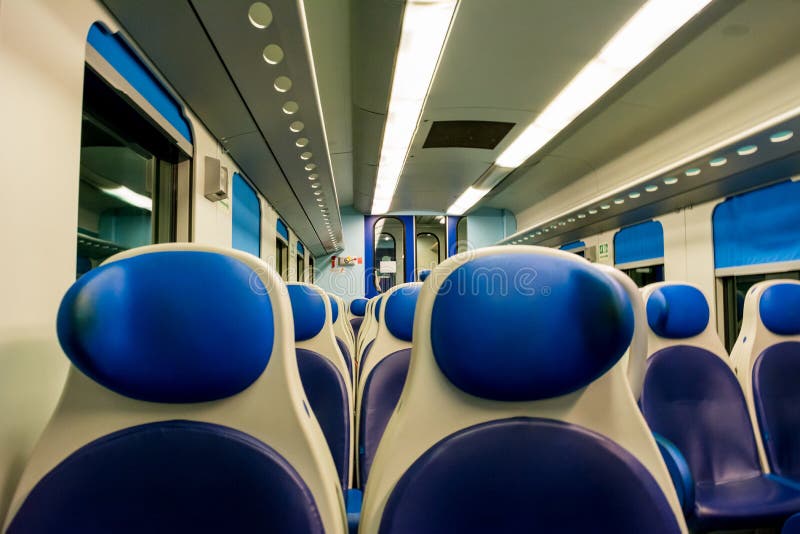 Horizontal View of the Sitting Places of the Interior of a Train Stock ...