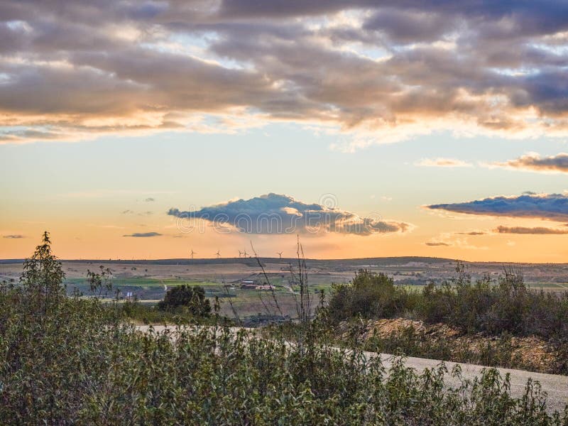 Horizontal View of a Sunset in the Empty Spain Stock Image - Image of ...
