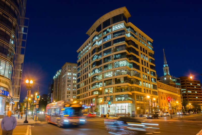 Horizontal View of Washington DC at the Blue Hour after the Suns Stock ...