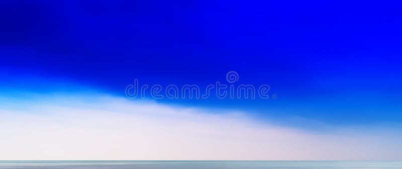 Horizontal Vivid Aqua Blue Simple Ocean Horizon Cloudscape Backg Stock ...