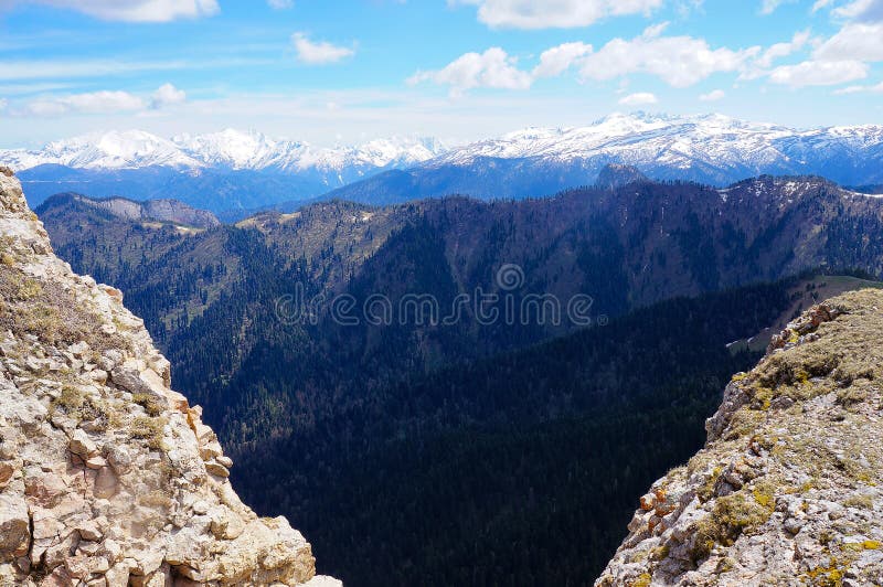 Horizontal Vivid Mountains Peaks Landscape Stock Image - Image of peak ...