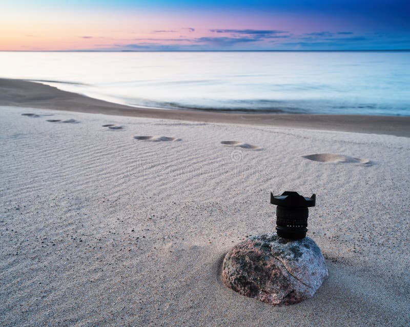 Horizontal Vivid Photography Lens Sunset on the Beach Stock Image ...