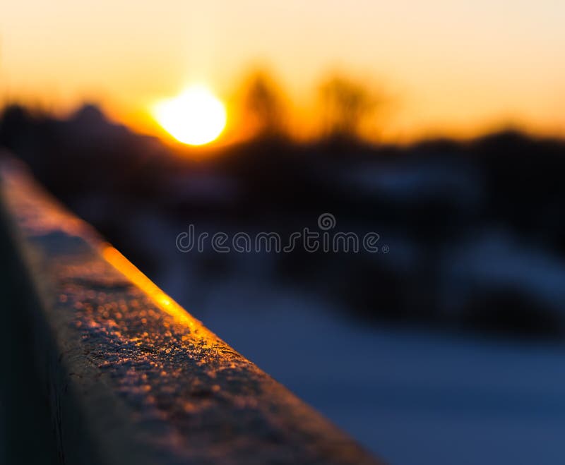 Horizontal Vivid Railing Sunset Bokeh Stock Image - Image of scene ...