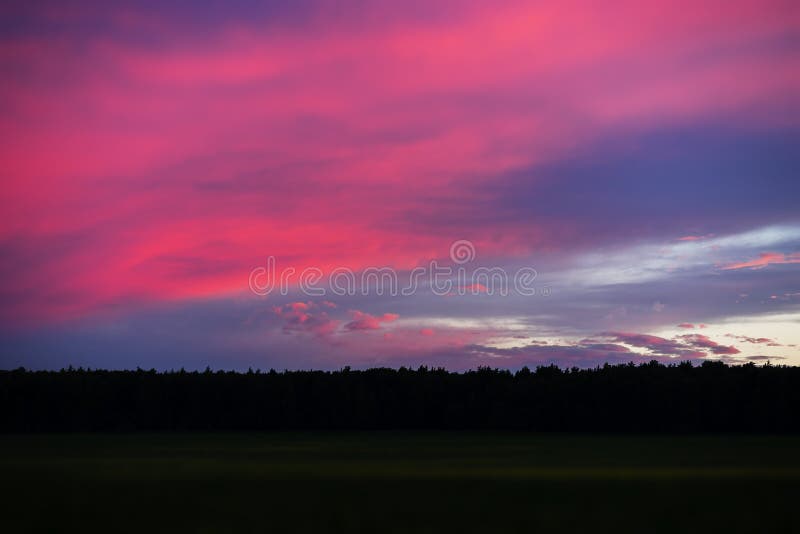 Horizontal Vivid Sunset Meadow Landscape Background Stock Photo - Image ...