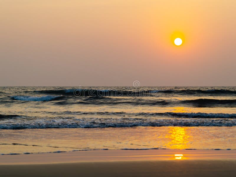 Horizontal Vivid Sunset on Ocean Beach Landscape Background Back Stock ...