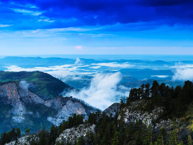 Horizontal Vivid View from Mountain Dramatic Landscape Backgroun Stock ...