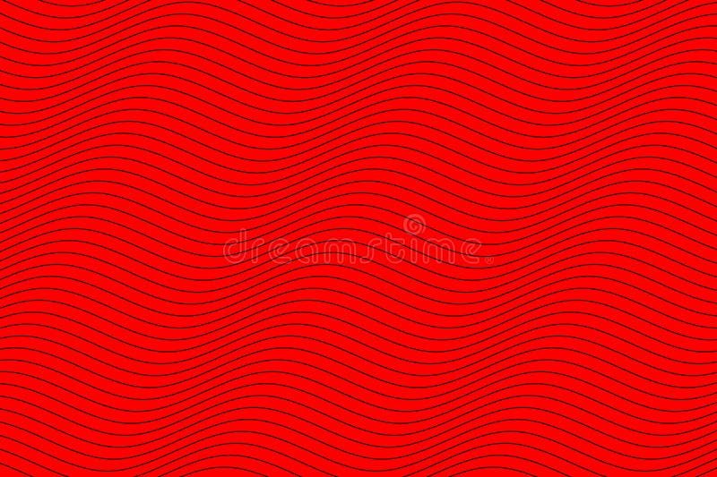 Black Dynamic Motion Wave Lines Art Fabric Pattern on Red Background ...