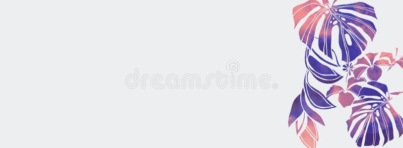 Horizontal Watercolour Flower Banner in Jpeg Format Stock Illustration ...