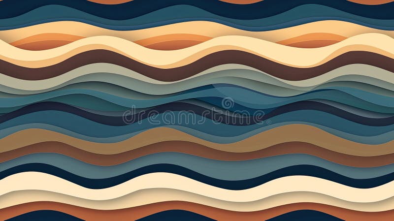 Horizontal Waves in Shades of Light Blue, Dark Amber, and Eggshell ...