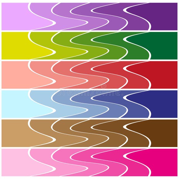 Horizontal Wavy Bands. Colorful Fluid Patterns. Smooth Abstract Strips ...