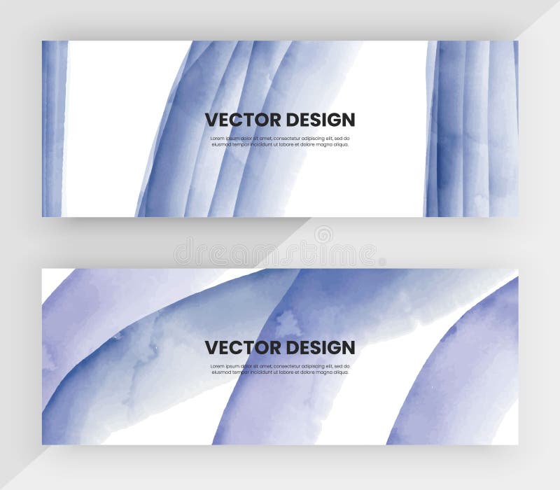 Horizontal Web Banners with Blue Watercolor Texture Stock Illustration ...