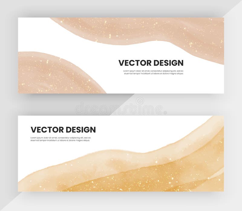 Horizontal Web Banners with Brown Watercolor and Gold Glitter Texture ...