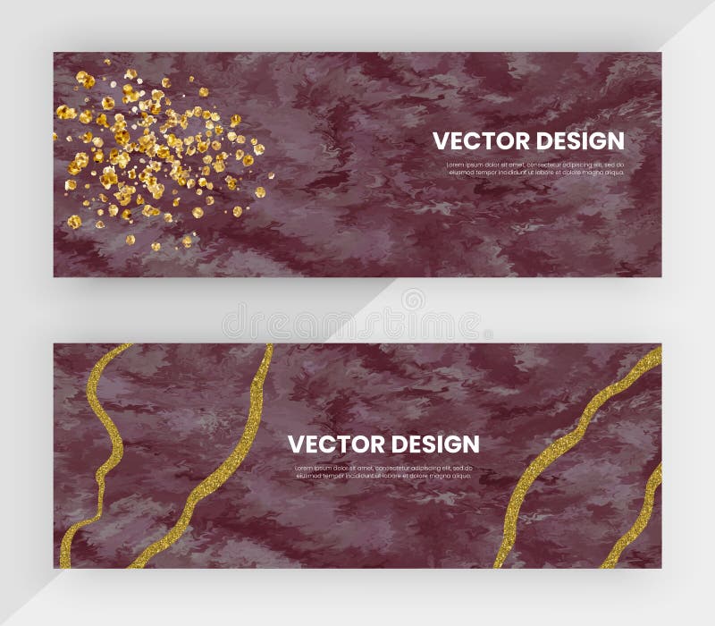 Horizontal Web Banners with Red Watercolor and Gold Glitter Texture ...