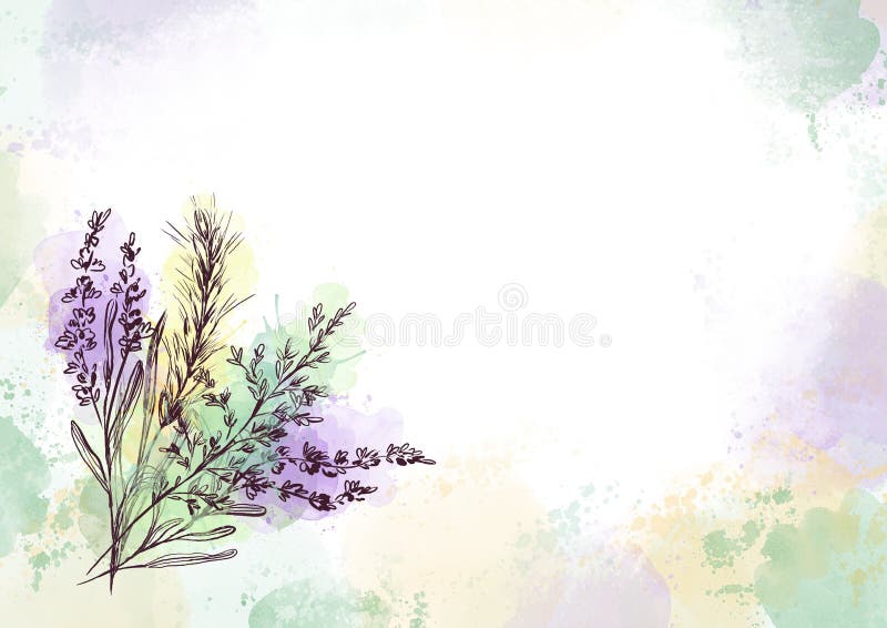 Horizontal Wedding Invitation Card Template Set with Watercolor Floral ...