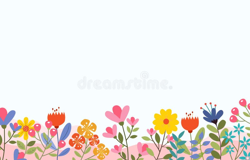 Horizontal White Banner with Flowers Spring Botanical Stock ...