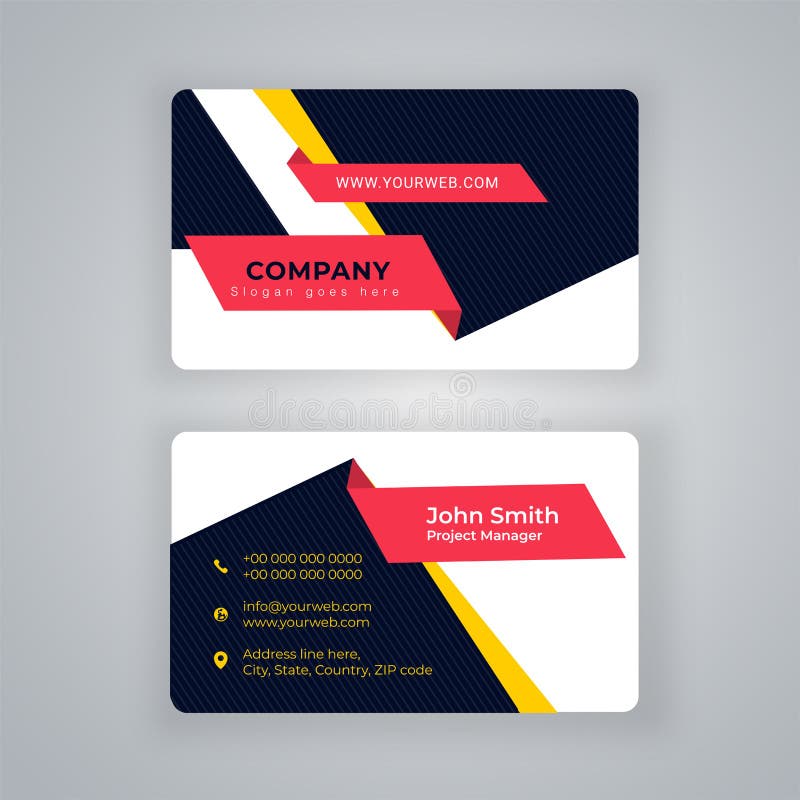Horizontal White and Black Business Card with Front and Back. Stock ...