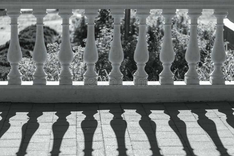 Horizontal White-painted Castle Balustrade in Backlight. Stock Image ...