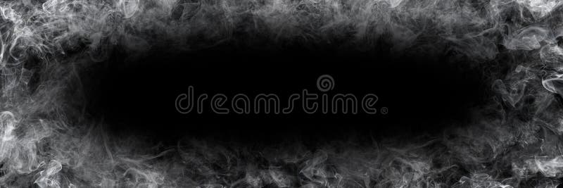 Horizontal White Smoke on Black with Oval Space for Design Stock Photo ...