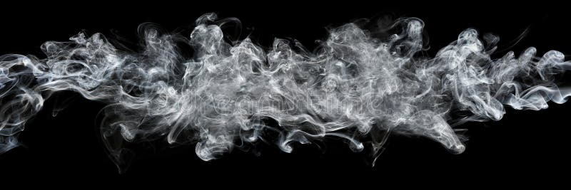 Horizontal White Smoke Isolated on Black Stock Photo - Image of explode ...