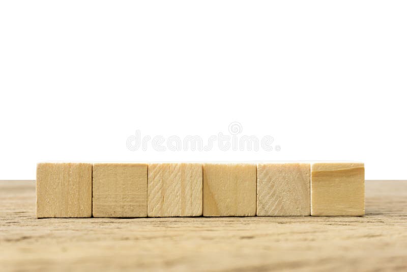 Horizontal 6 Wooden Blocks on Table on White Background Stock Photo ...