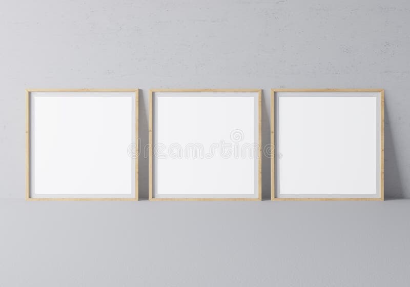 Horizontal Wooden Empty Frame in Modern Design on Minimal Gray ...