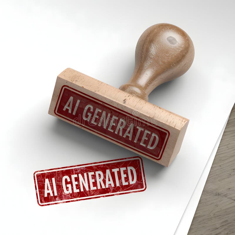 Horizontal Wooden Stamp on a White Surface with Red AI GENERATED ...