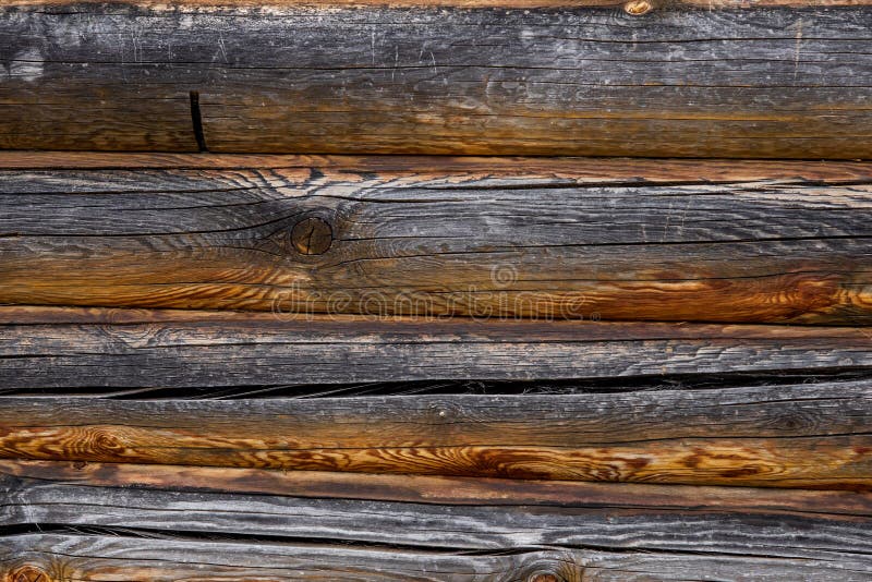 Horizontal Wooden Texture Background from Large Logs. Brown Boards with ...
