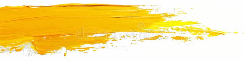 Horizontal Yellow Brush Stroke. Paint Texture on Isolated Background ...