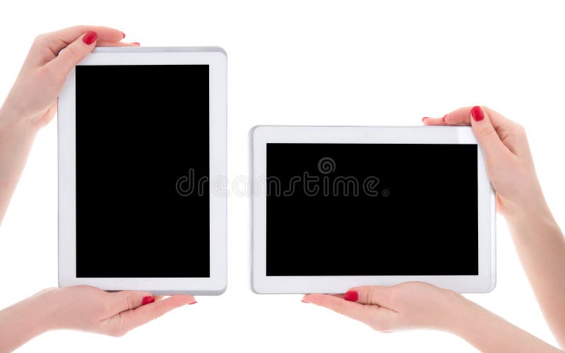 Horizontale Und Vertikale Ansicht Des Modernen Tabletten-PC Mit Leerer ...