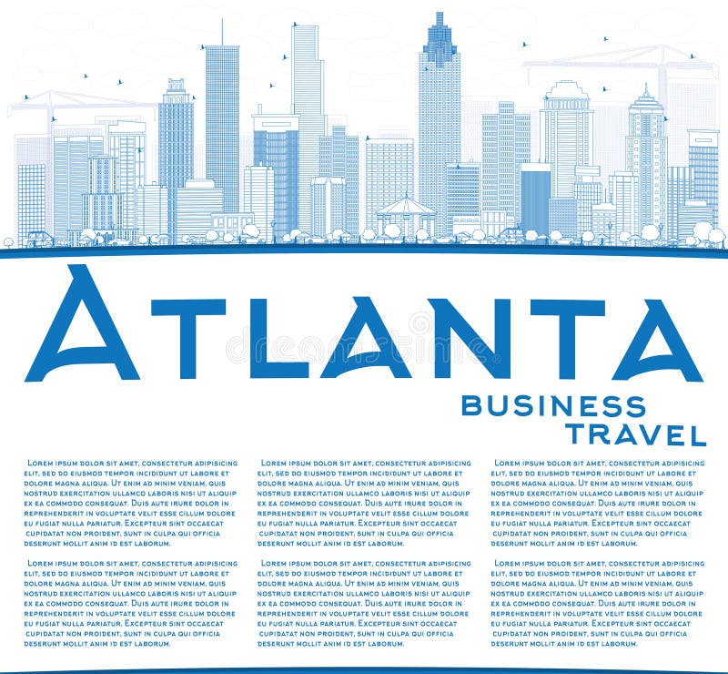 Horizonte De Atlanta Del Esquema Con Los Edificios Y El Espacio Azules ...