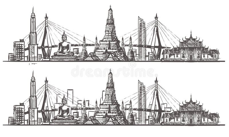 Horizonte De Bangkok, Tailandia, Sistema Del Ejemplo Del Vector Del ... Horizonte De Bangkok, Tailandia, Sistema Del Ejemplo Del Vector Del ...