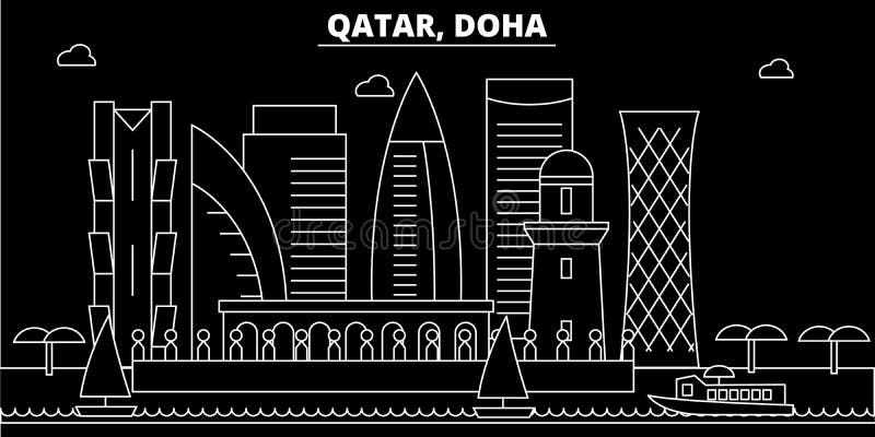 Horizonte De La Silueta De Doha Ciudad Del Vector De Qatar - De Doha ...