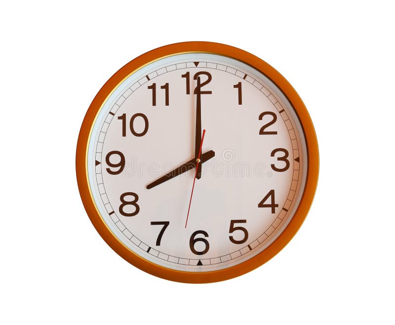 Horloge Murale Orange D'isolement Dans Huit Heures Image stock - Image ...