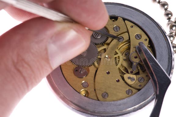 Horlogemaker stock afbeelding. Image of motie, klok, macro - 13221121