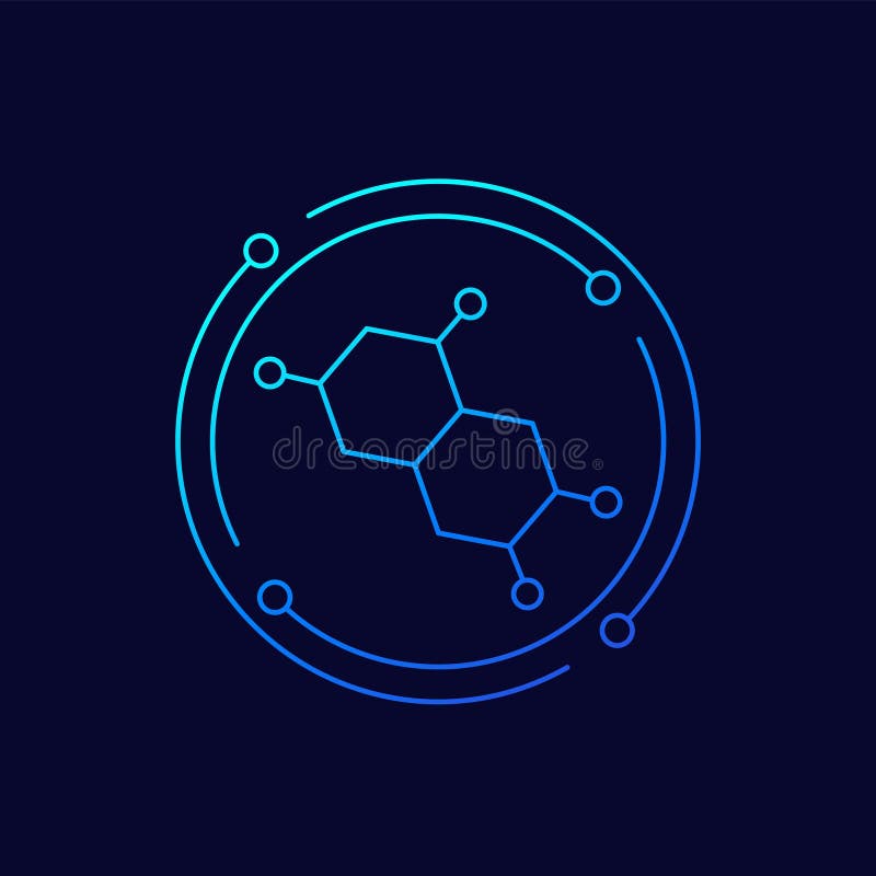 Hormone Icon with a Molecule, Linear Design Stock Vector - Illustration ...