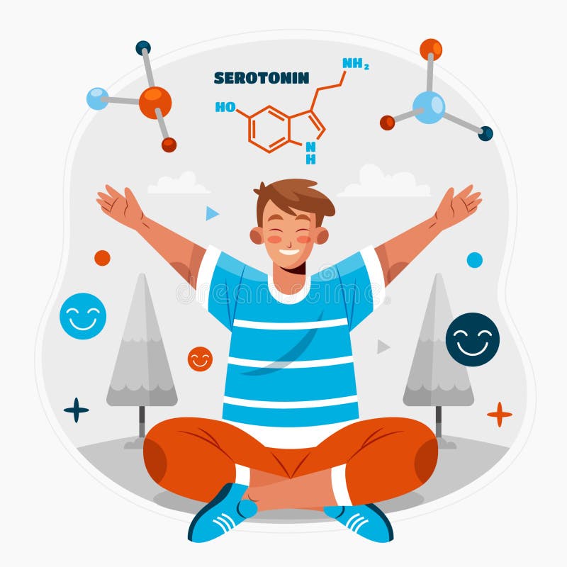 Hormones and Molecules Flat Cartoon Composition Stock Illustration ...