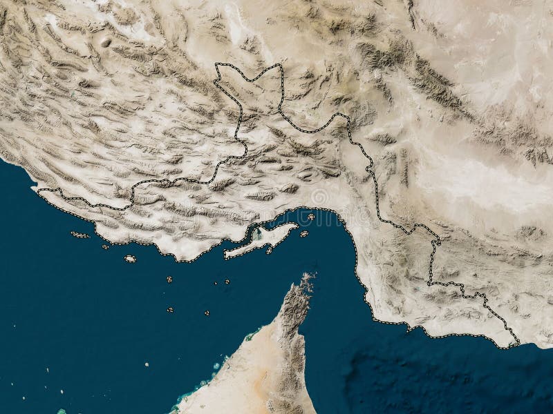 Hormozgan, Iran. Low-res Satellite. No Legend Stock Image - Image of ...