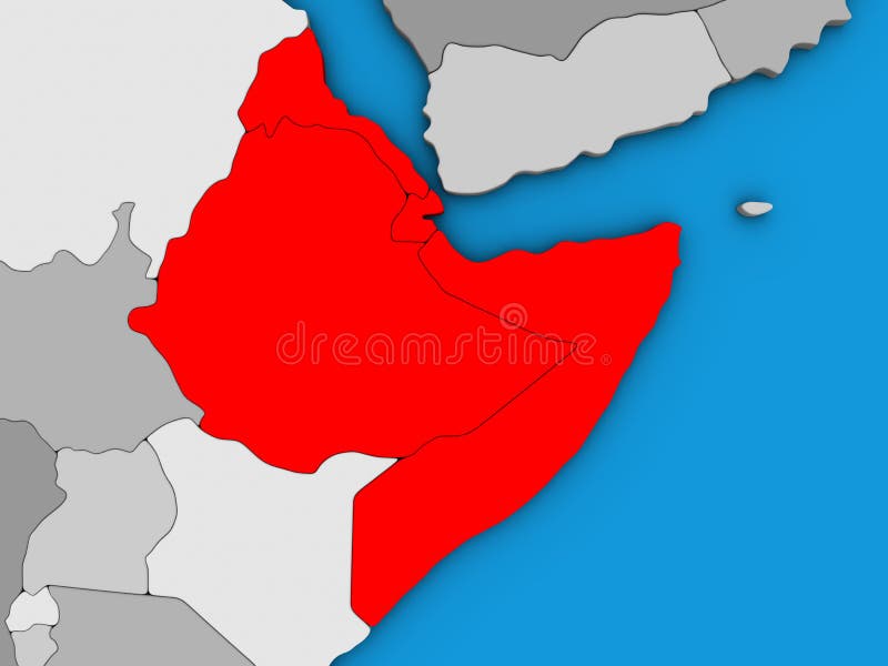 Horn of Africa on 3D map stock illustration. Illustration of political ...