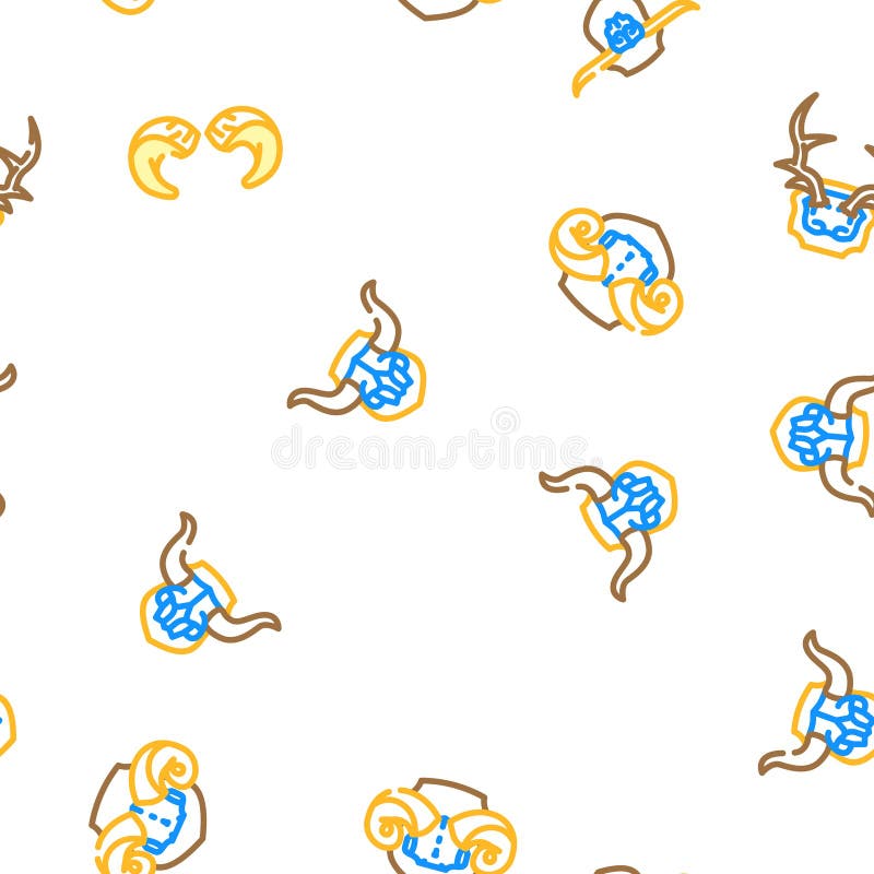 Horn Animal Head Wild Vector Seamless Pattern Stock Vector ...