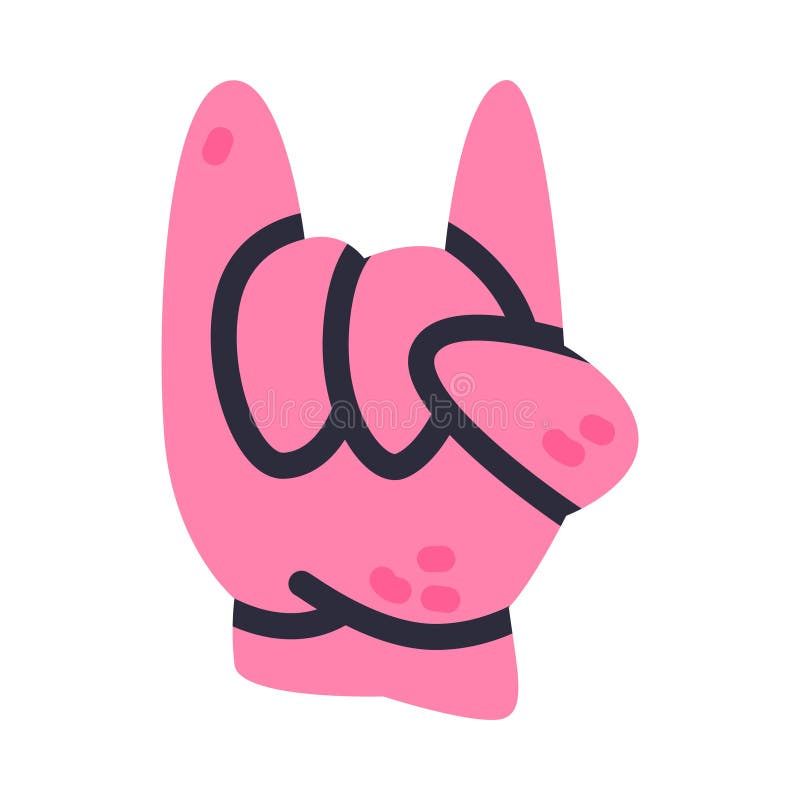 Horn Sign Hand Gesture As Creative Element Isolated on White Background ...