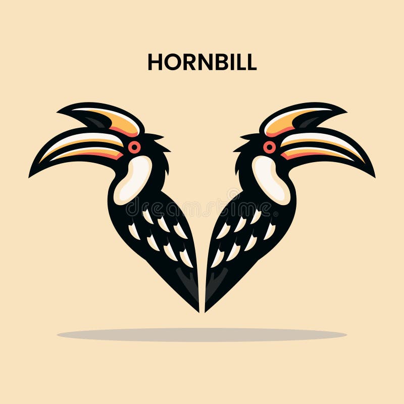 Dual Hornbill Bird Logo Design Stock Vector - Illustration of digital ...