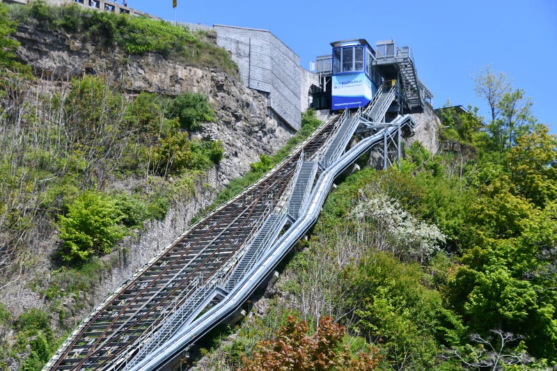 Hornblower Niagara Funicular Railway Tram at Niagara Falls in Ontario ...