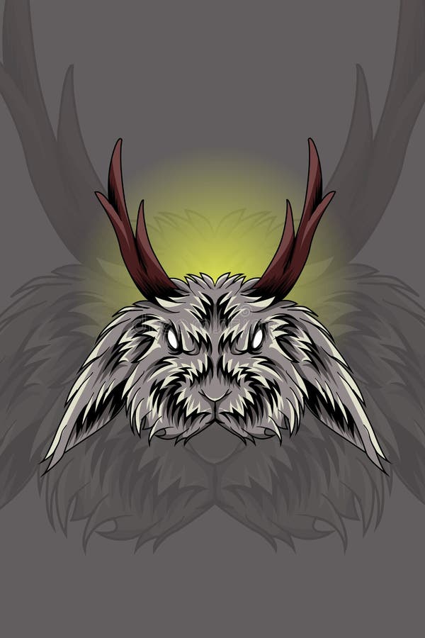 Horned Bunny Head Vector Illustration Stock Vector - Illustration of ...